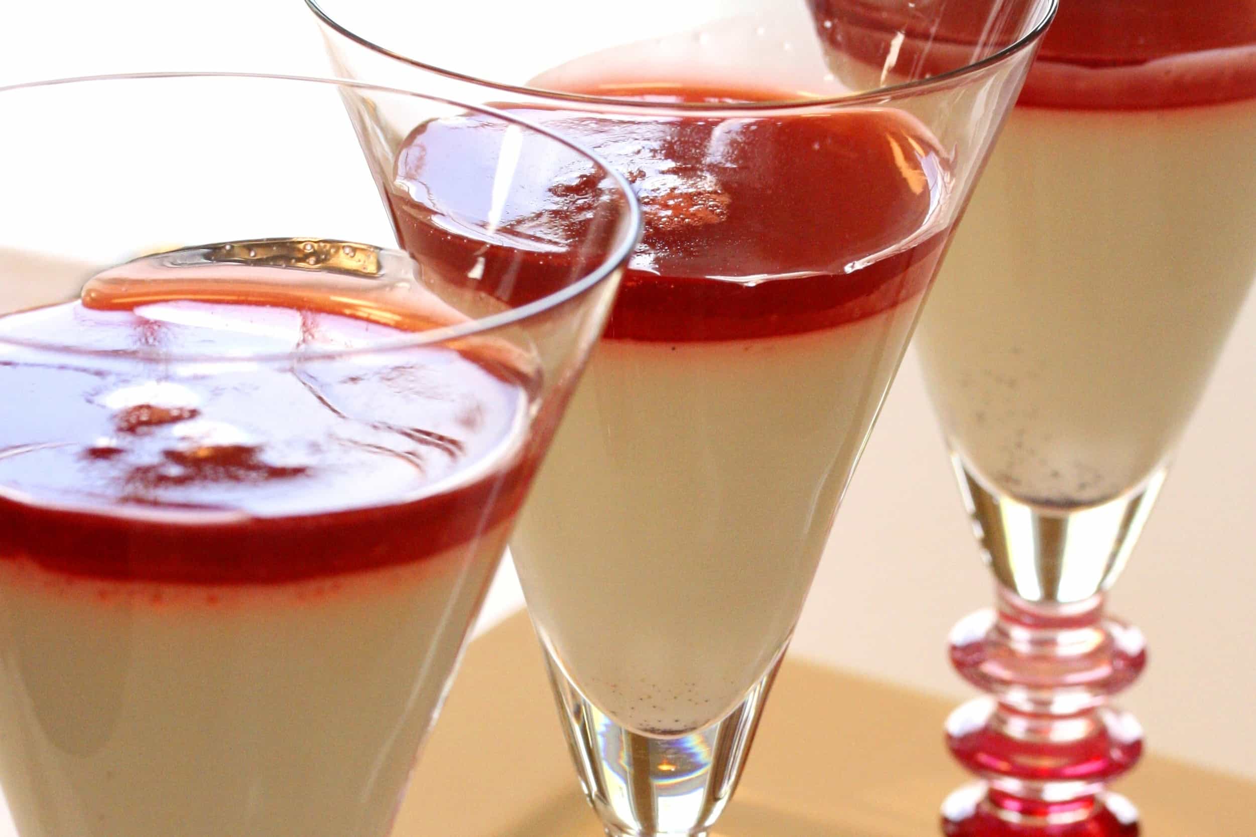 Vanilla Bean Panna Cotta with Strawberry Gelee - Saving Room for Dessert