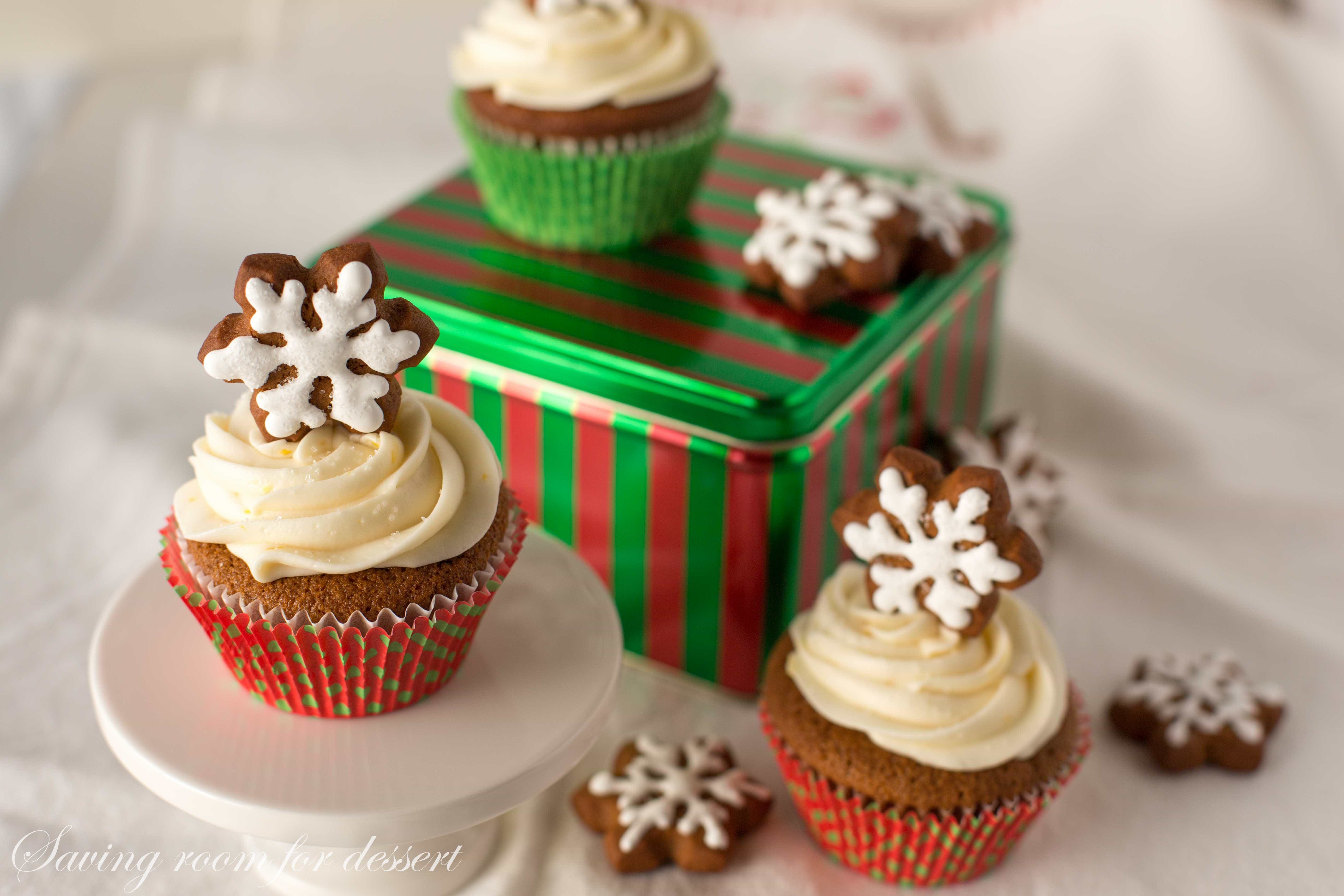 Gingerbread Cupcakes with Lemon Cream Cheese Frosting - Saving Room for ...