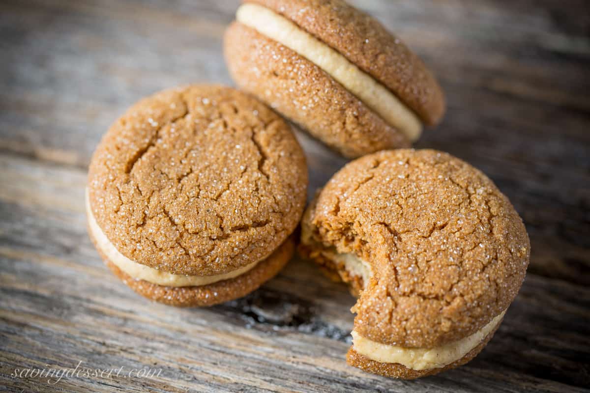 Soft Ginger Molasses Cookies With Pumpkin Butter Buttercream Saving soft-ginger-molasses-cookies-with-pumpkin-butter-buttercream-saving