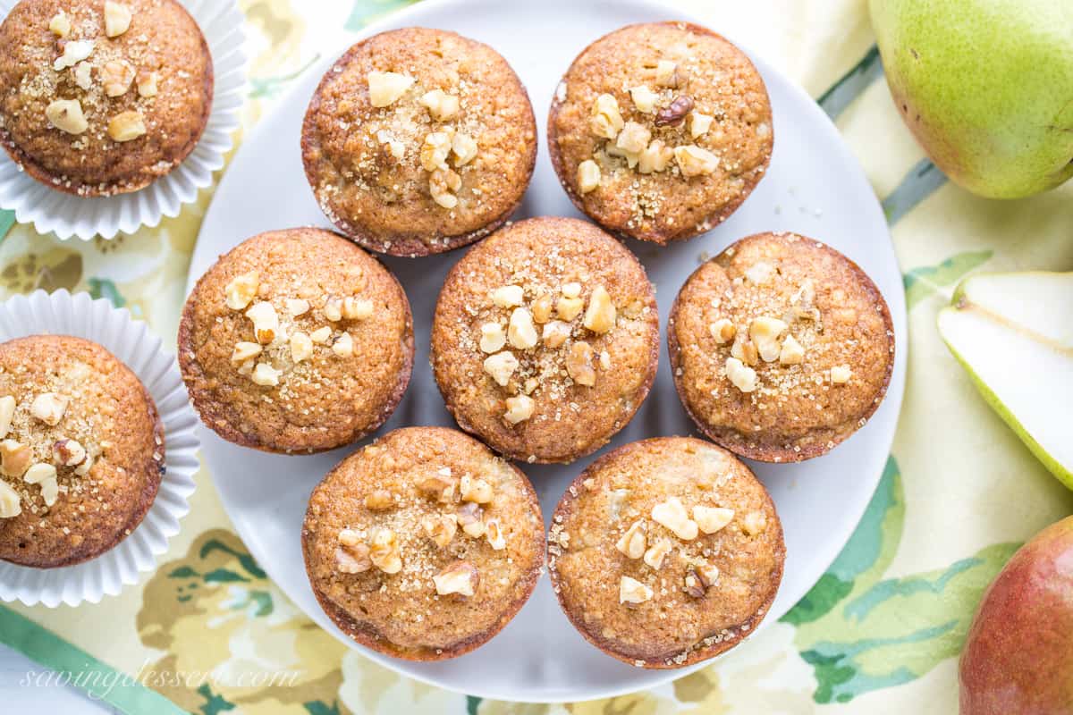 Pear Walnut Muffins Recipe - Saving Room for Dessert