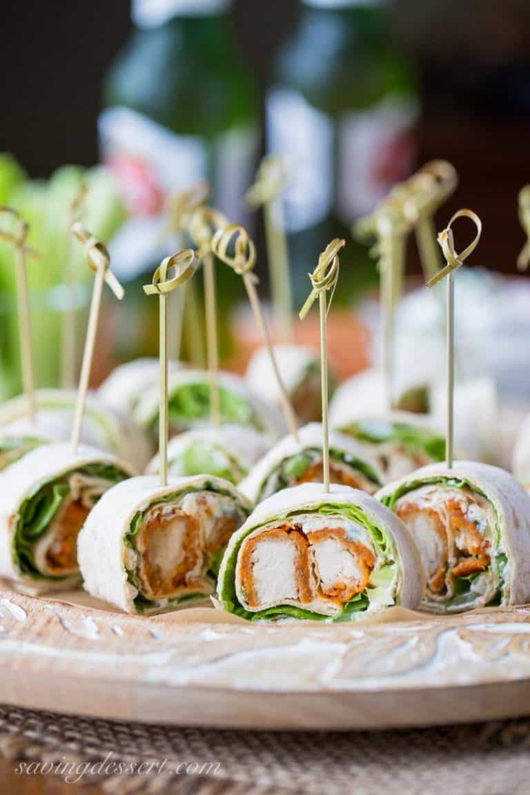 Buffalo Chicken Roll Up Appetizers - Saving Room for Dessert