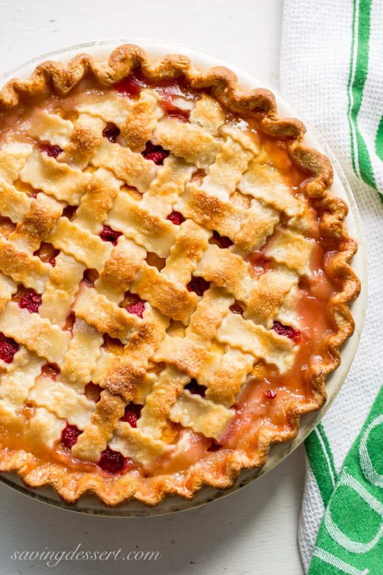 Peach Raspberry Pie with a Lattice Crust - Saving Room for Dessert