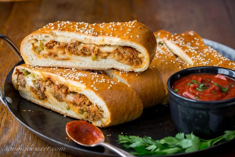 Cheesy Meatball Stromboli Recipe - Saving Room for Dessert