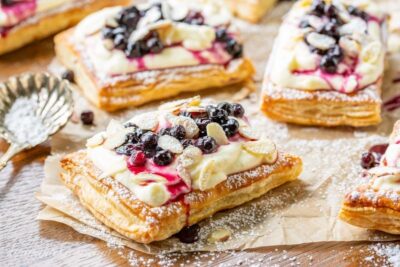 Blueberry Puff Pastry Tarts with Lemon Cream - Saving Room for Dessert
