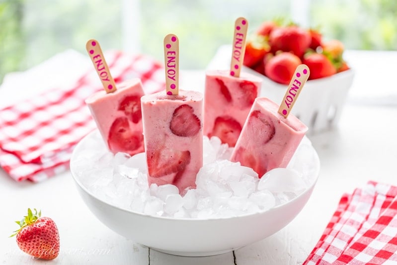 Strawberry Yogurt Popsicles - Saving Room for Dessert