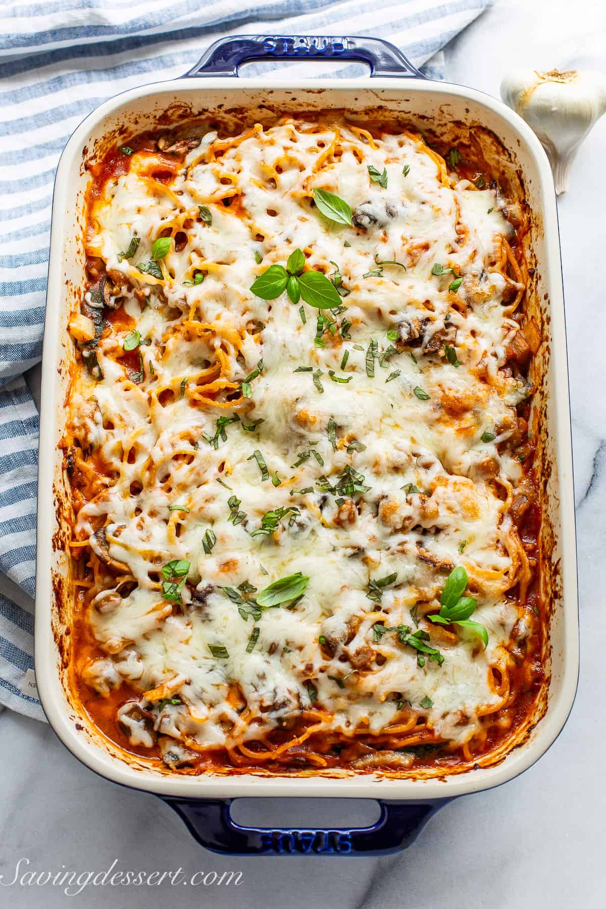 Loaded Vegetable Spaghetti Bake - Saving Room for Dessert