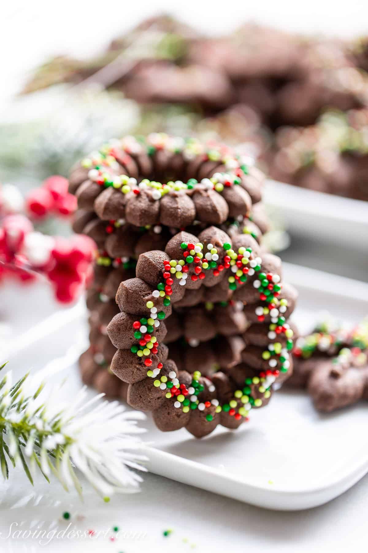 Chocolate Spritz Cookies - Saving Room for Dessert