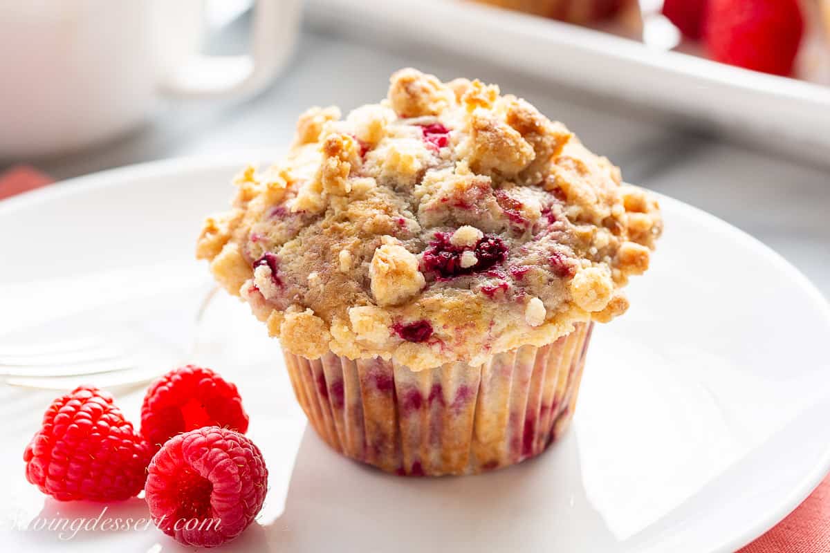 Raspberry Muffins with Streusel Topping - Saving Room for Dessert