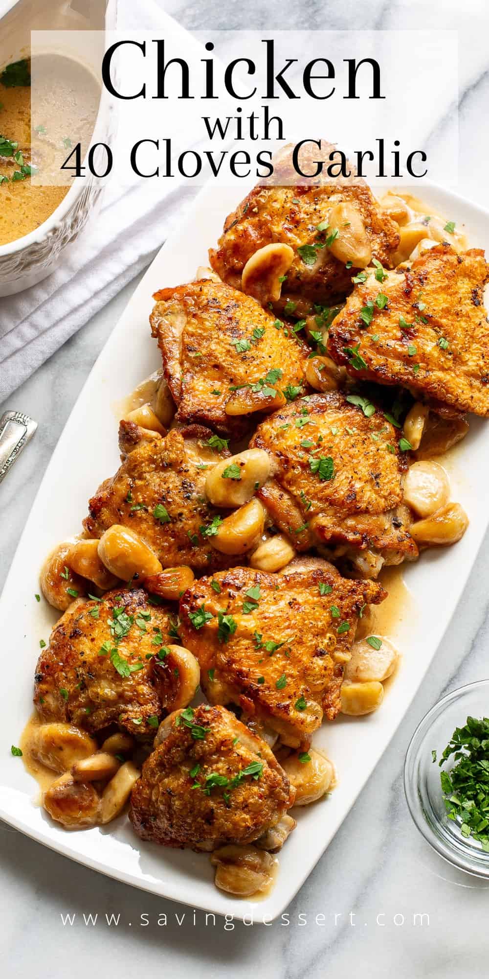 40 Clove Garlic Chicken - Saving Room for Dessert