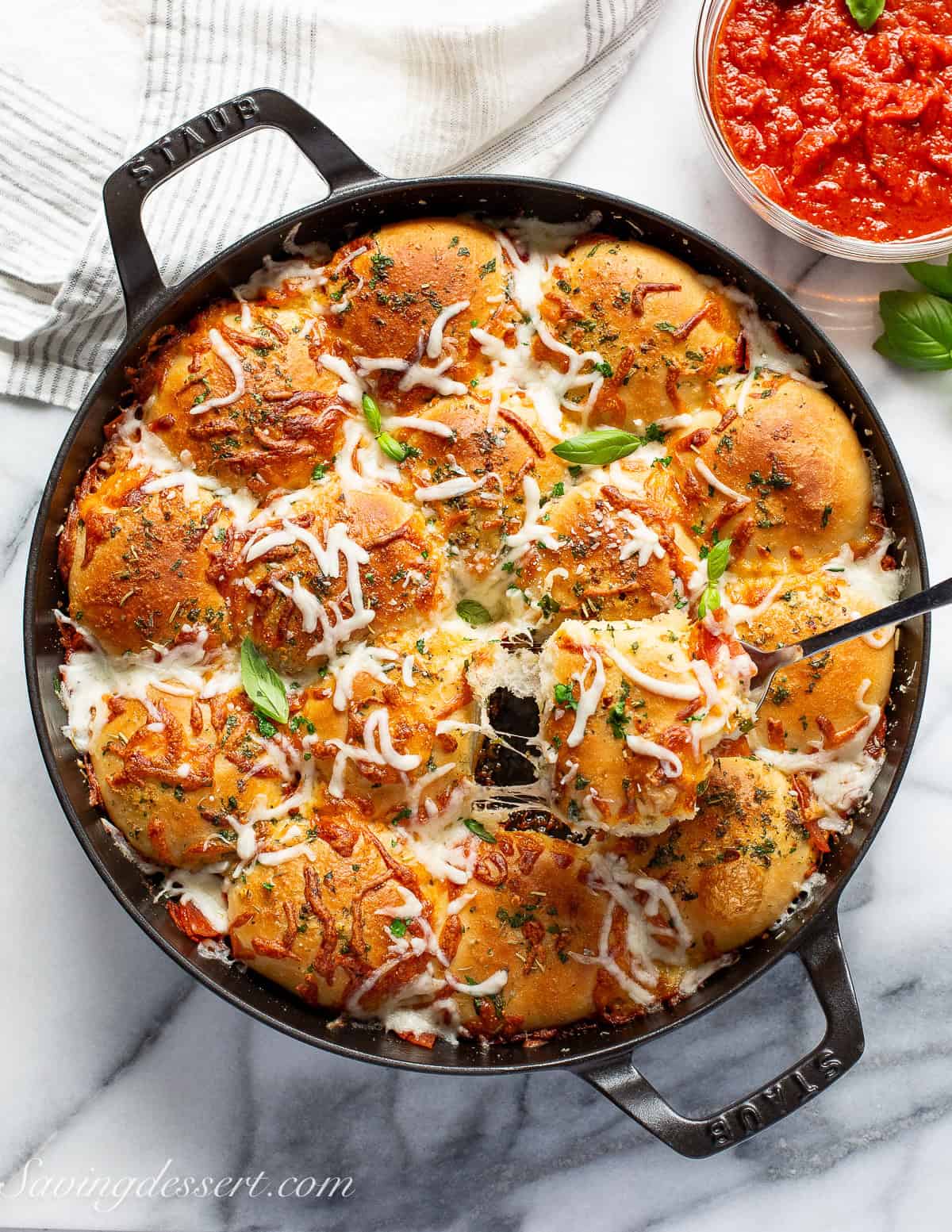 Pull Apart Pizza Bread - Saving Room for Dessert