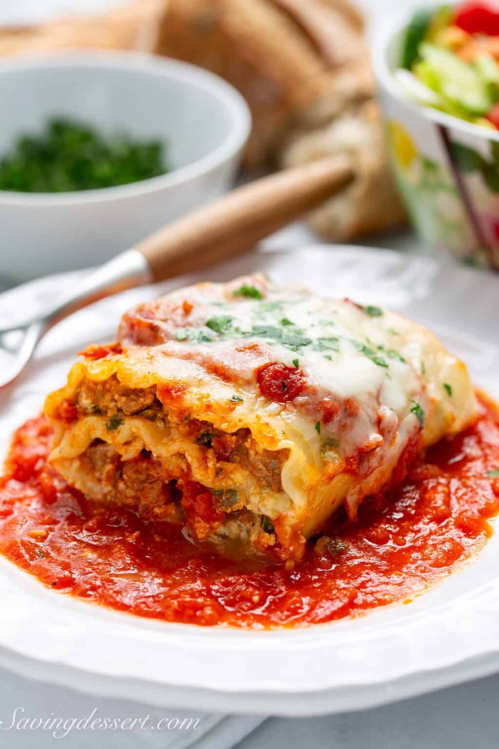 Lasagna Roll-Ups - Saving Room for Dessert